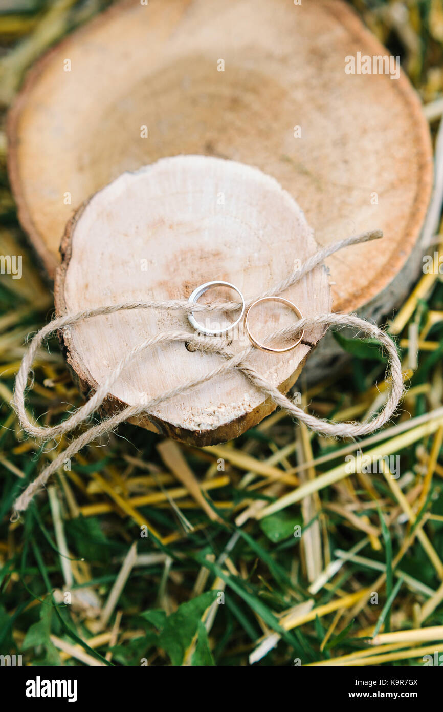 engagement, wedding, decoration concept. rough but thin twine ...
