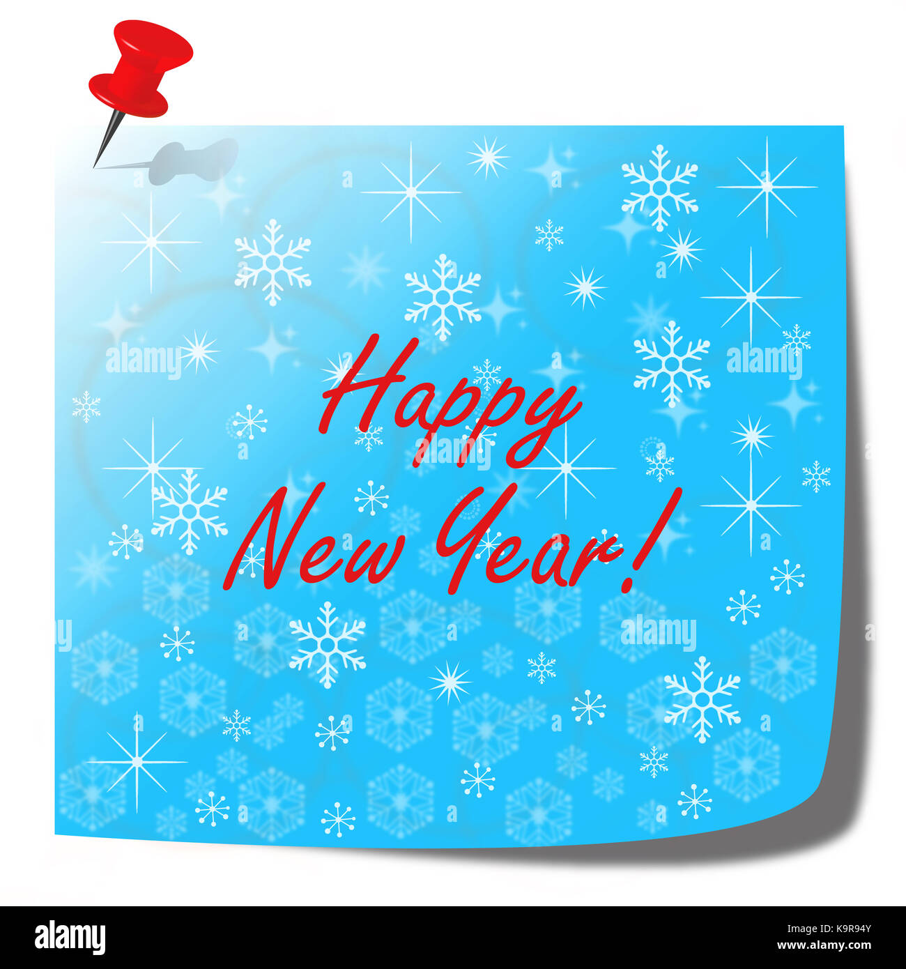happy new year blue note paper card Stock Photo - Alamy