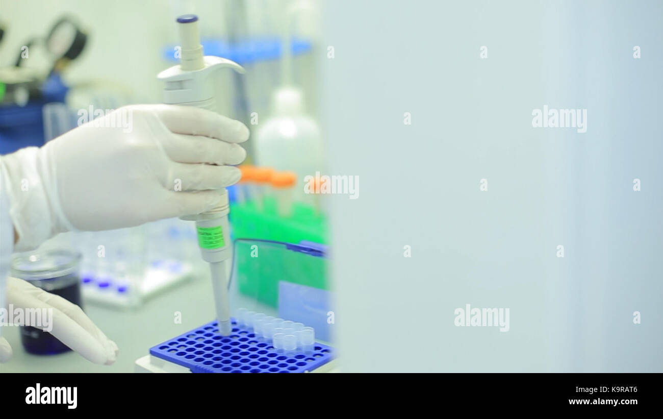 Test tubes closeup. Medical equipment. Close-up footage of a scientist ...