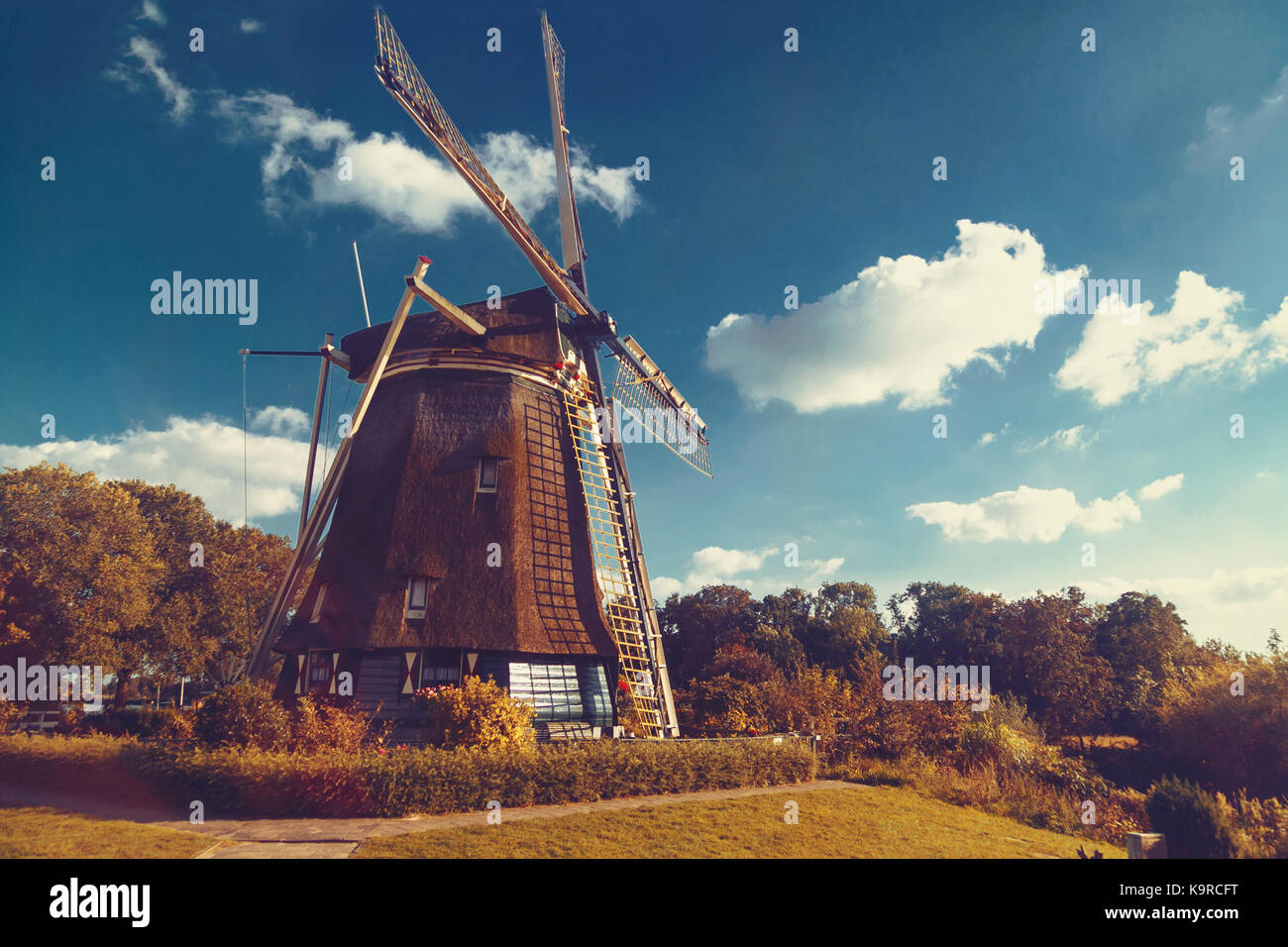 Old wooden windmill in Amsterdam, Netherlands Stock Photo - Alamy