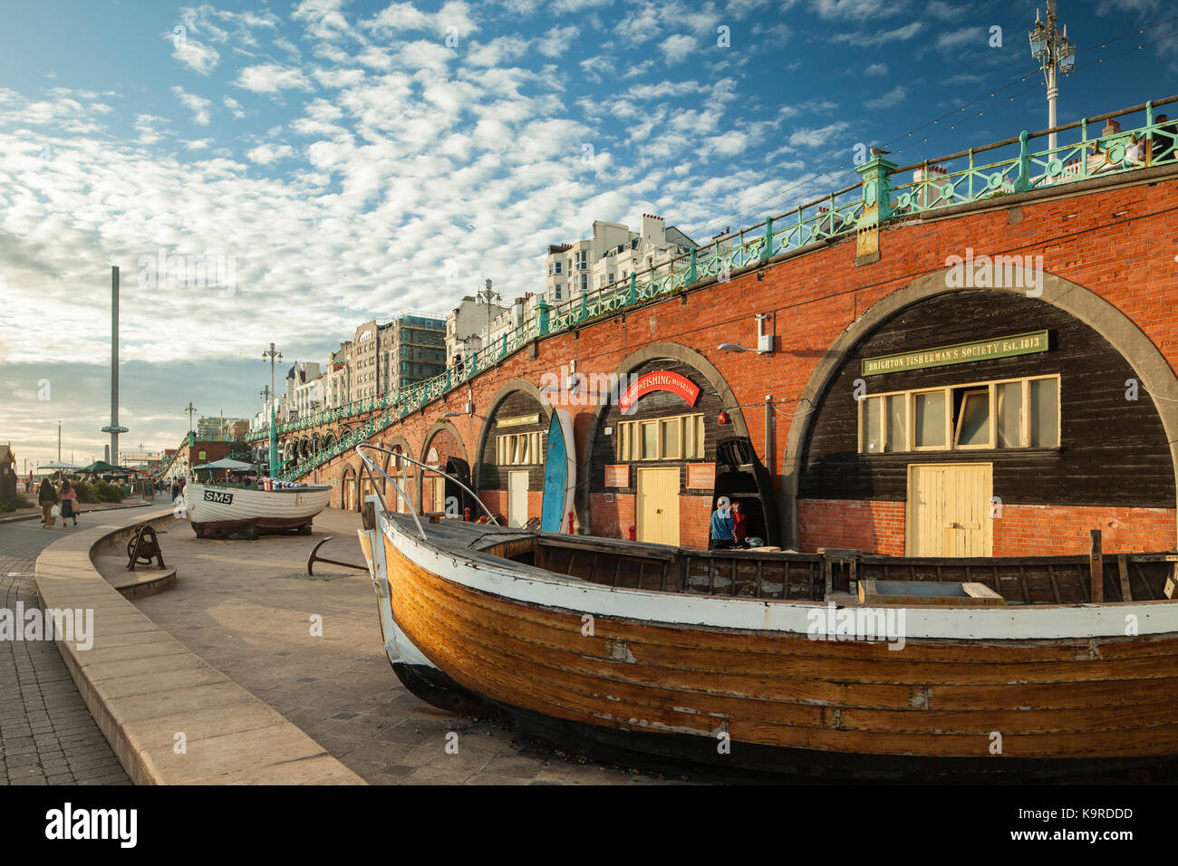 Late summer afternoon at the Fishing Museum on Brighton seafront, East ...