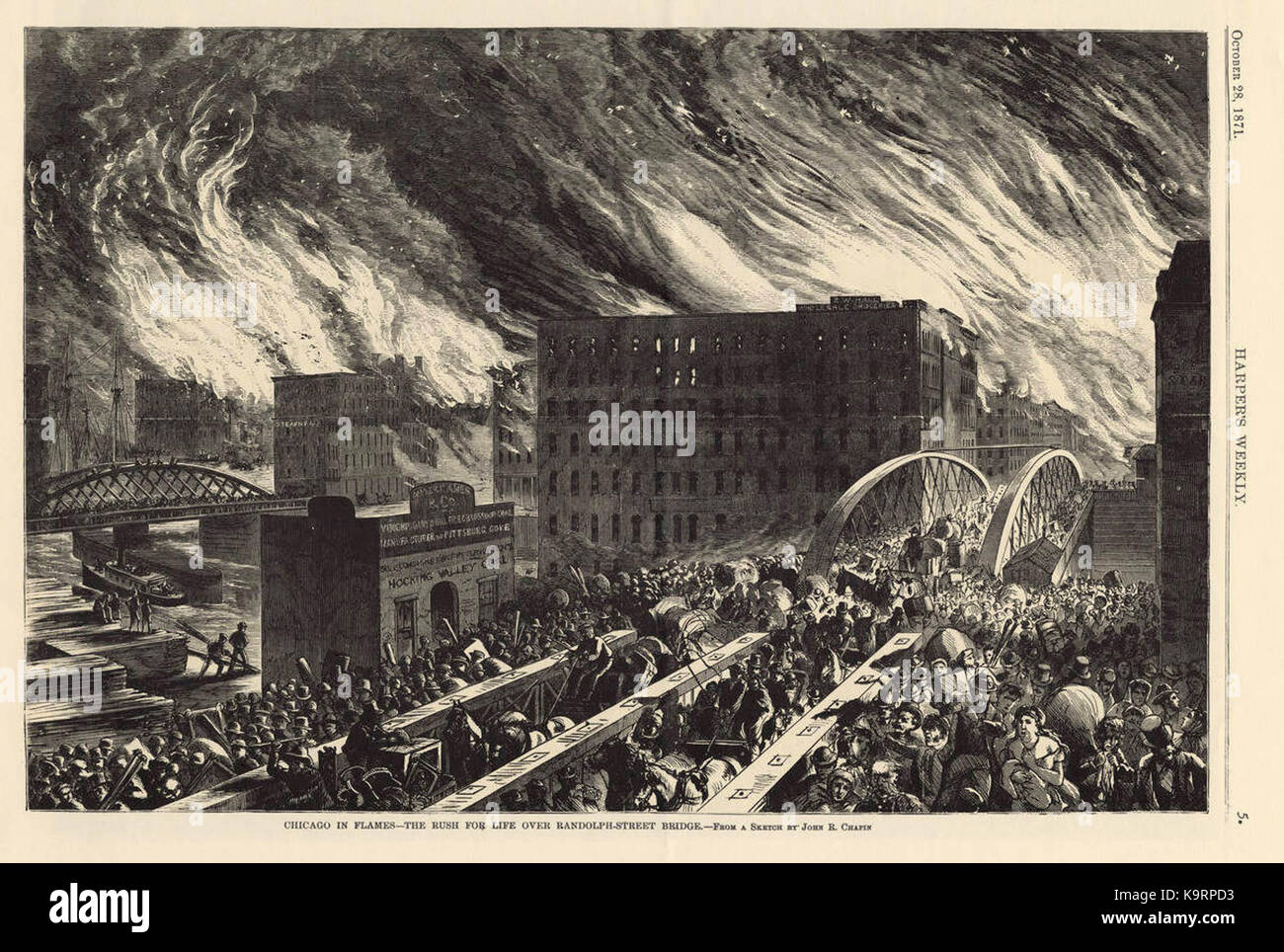 An Artists Rendering Of The Great Chicago Fire Of 1871 High Resolution ...