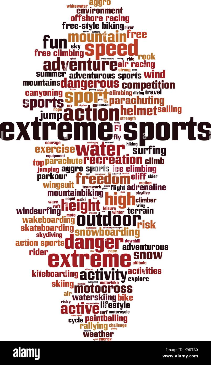 Extreme sports word cloud concept. Vector illustration Stock Vector ...