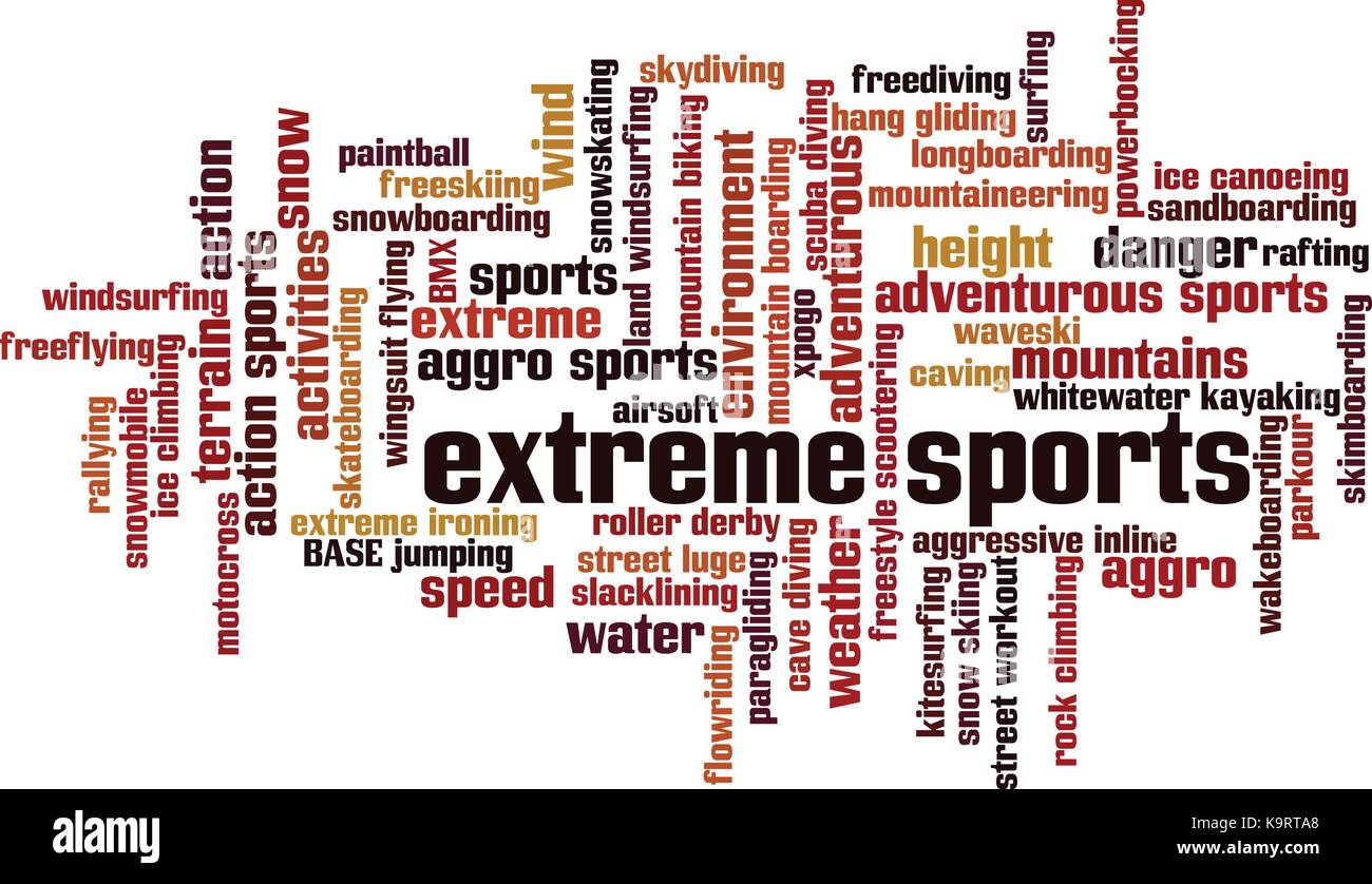 Extreme sports word cloud concept. Vector illustration Stock Vector ...