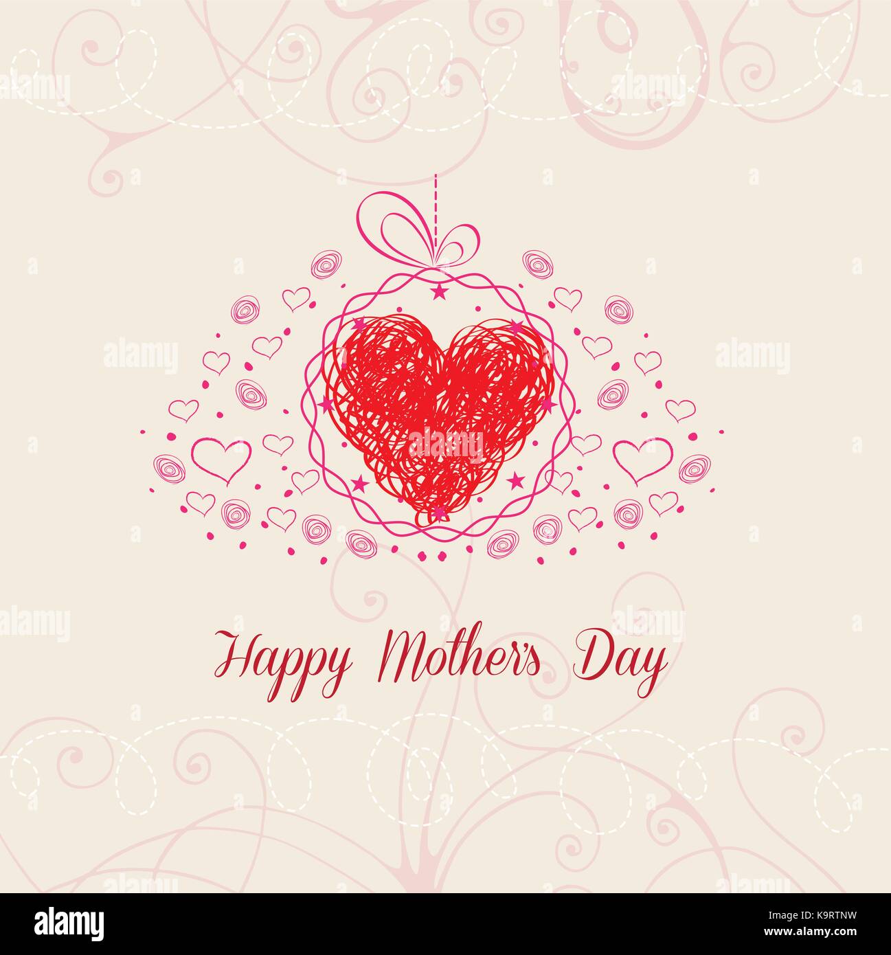 Happy Mothers's Day with heart greeting card Stock Vector Image & Art ...