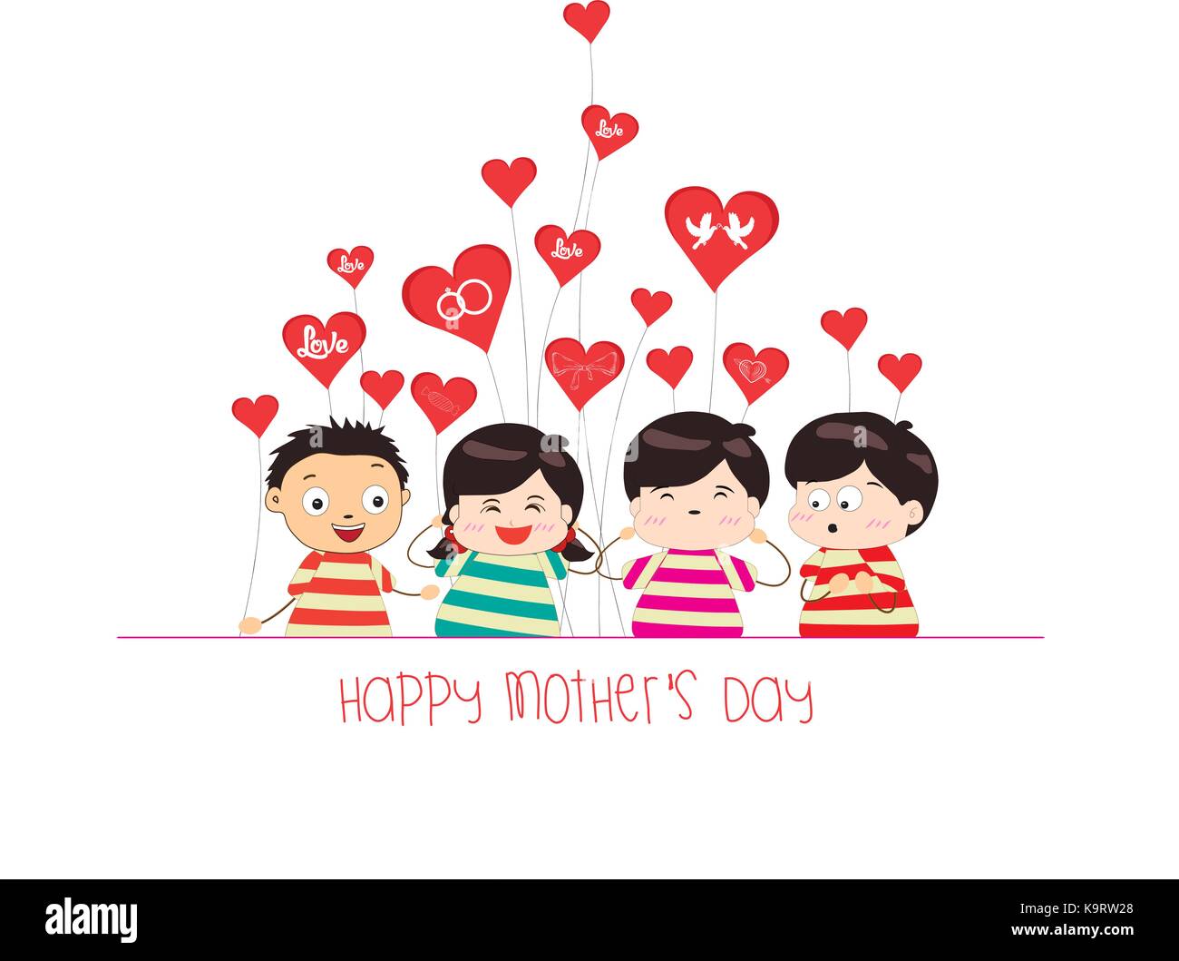Mom children happy spring Stock Vector Images - Alamy