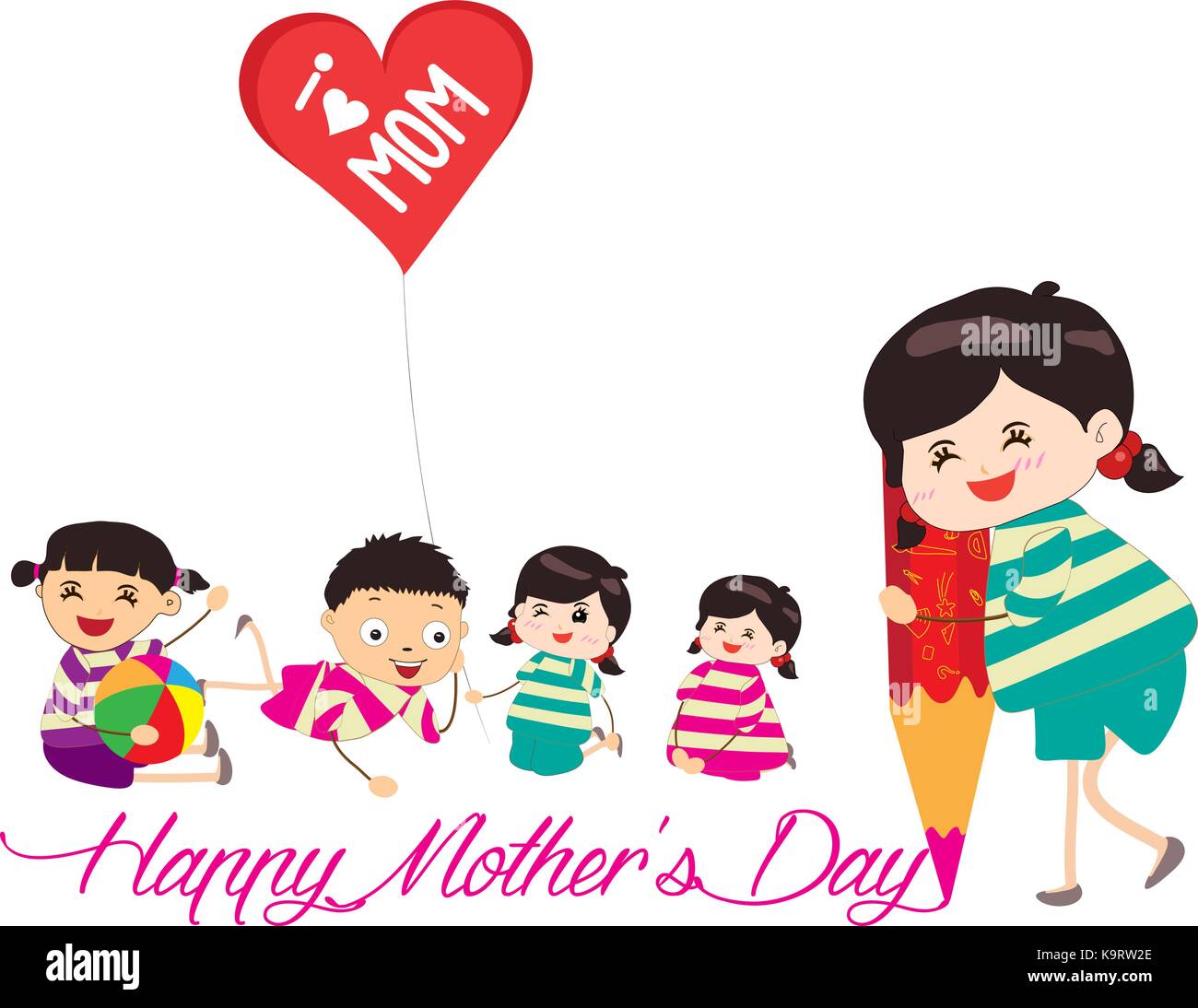 Mother kid boy drawing Stock Vector Images - Alamy