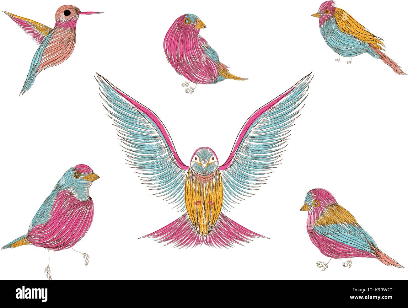 A collection of cute hand-drawn bird doodles Stock Vector Image & Art ...