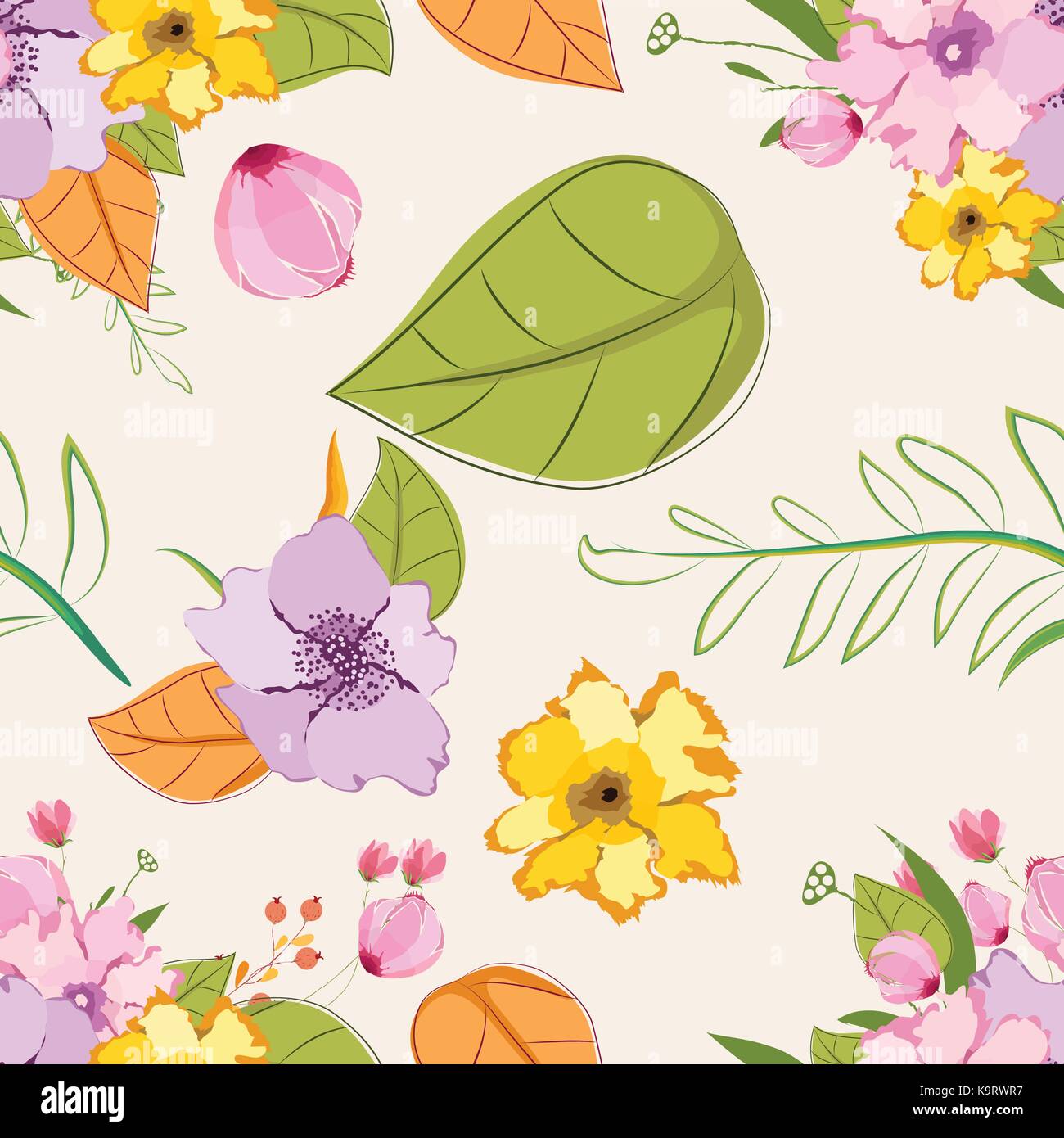 Seamless pattern with flowers Stock Vector Image & Art - Alamy