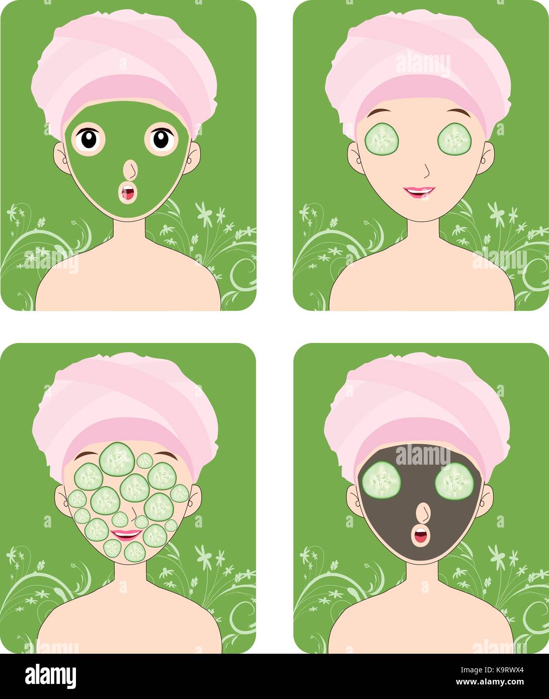 Woman with facial mask and cosmetics Stock Vector Image & Art - Alamy