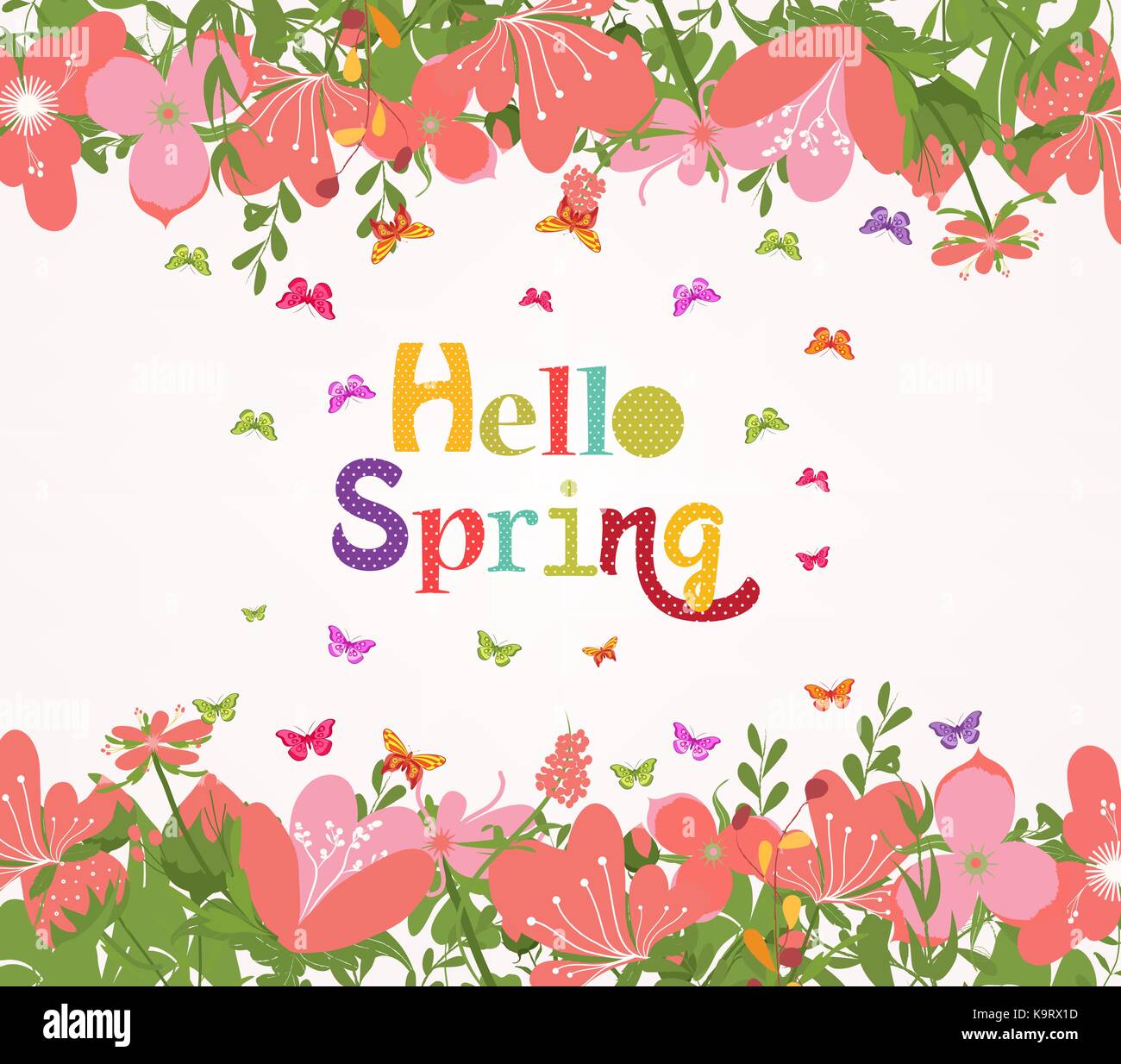Hello Spring with flower vintage Stock Vector Image & Art - Alamy
