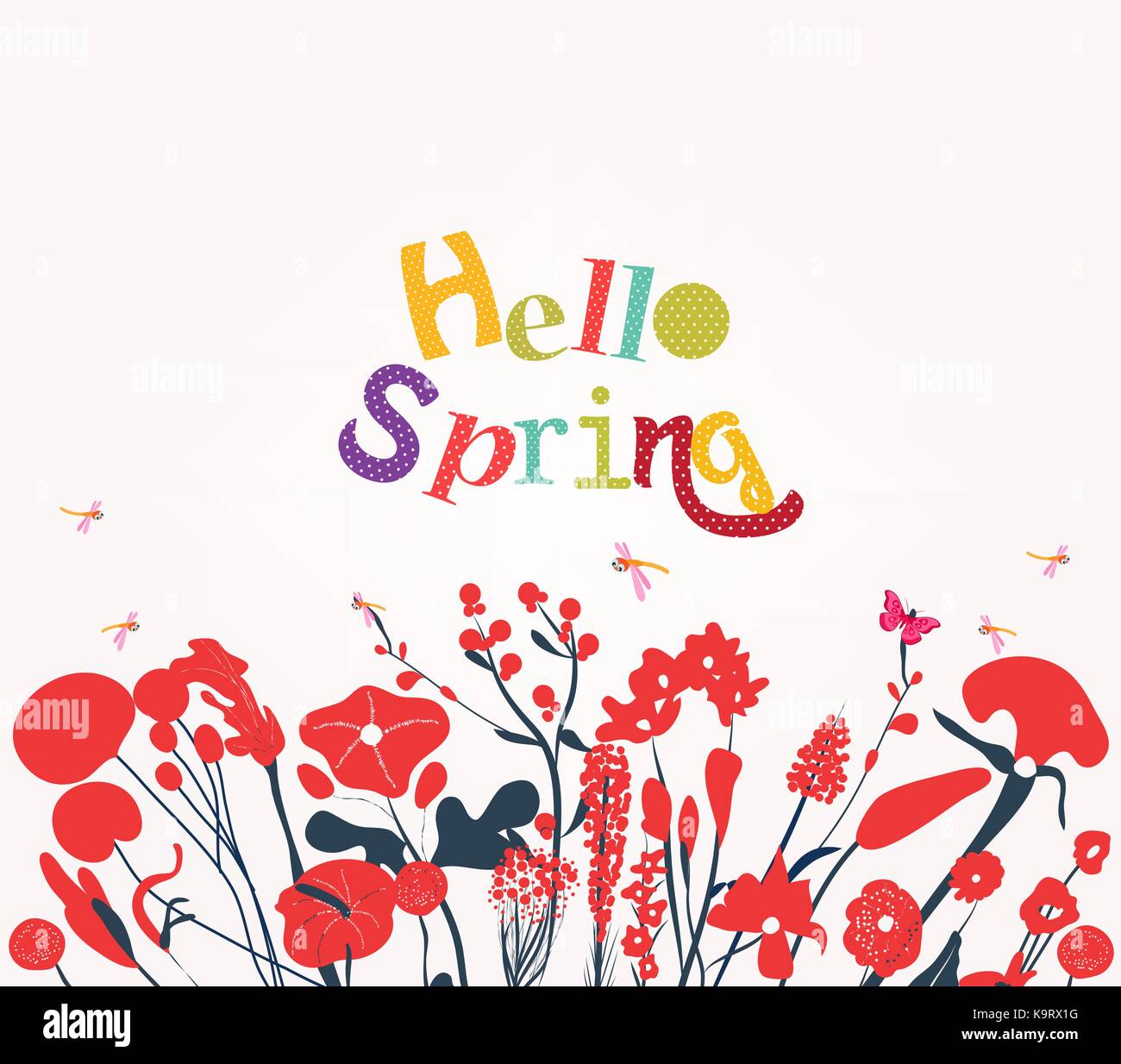 hello Spring postcard Stock Vector Image & Art - Alamy
