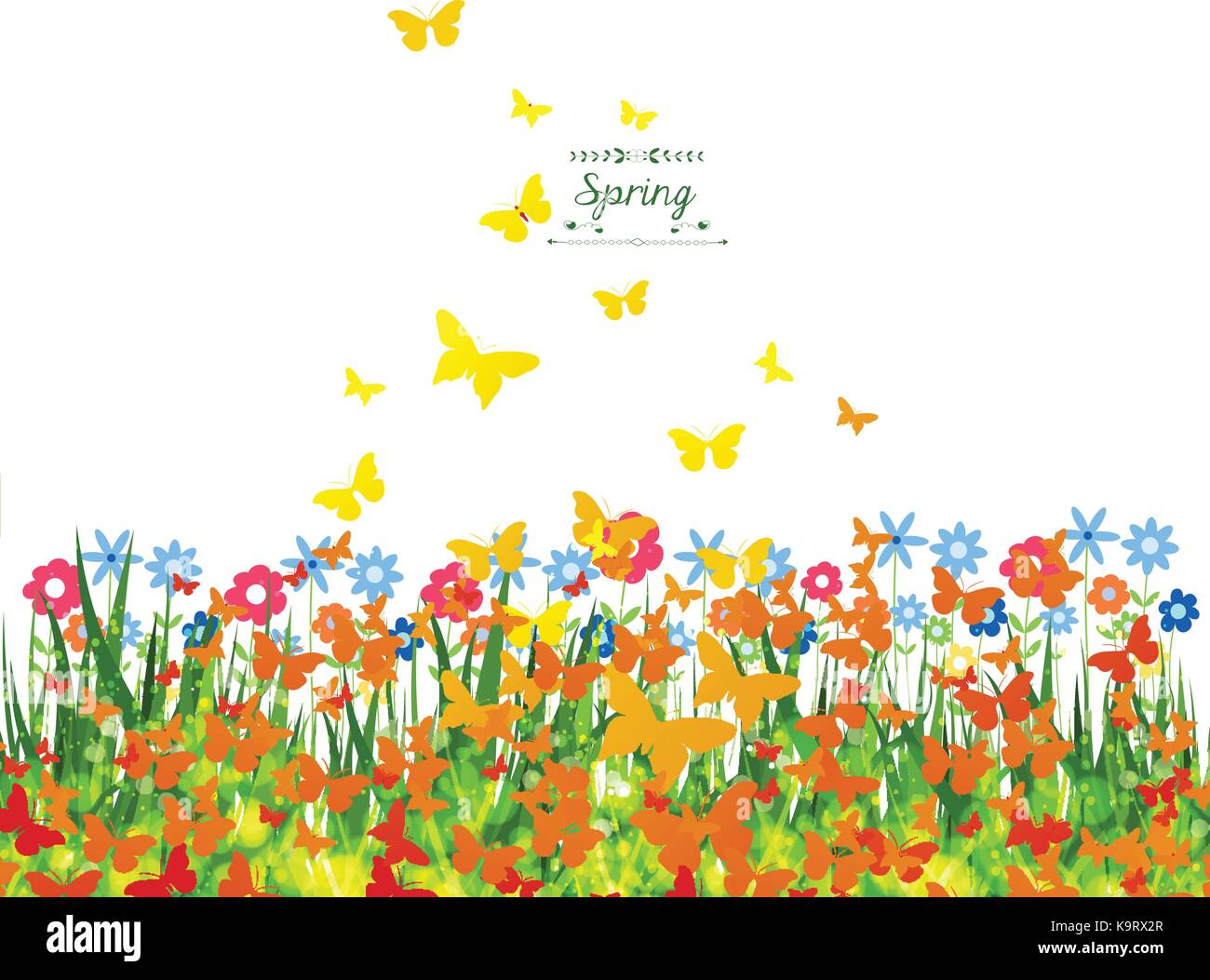 Spring Background with butterflies colorful Stock Vector Image & Art ...