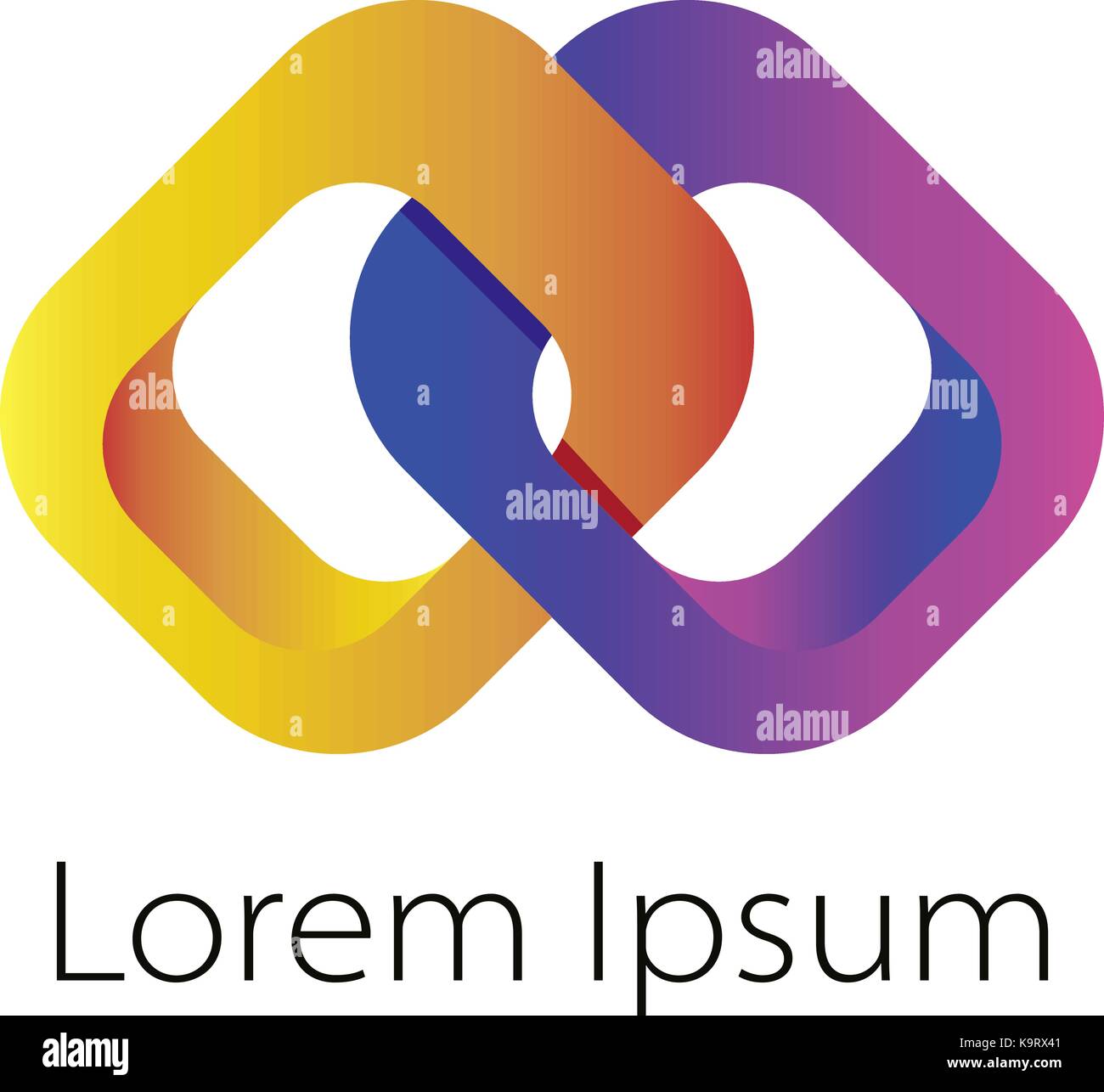 Abstract chain links colorful vector logo template. Connecting concept ...