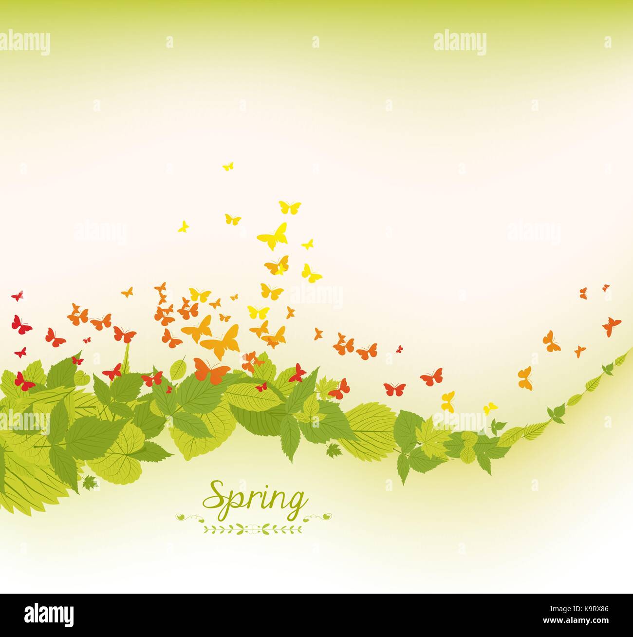 spring leaves and butterflies background Stock Vector Image & Art - Alamy