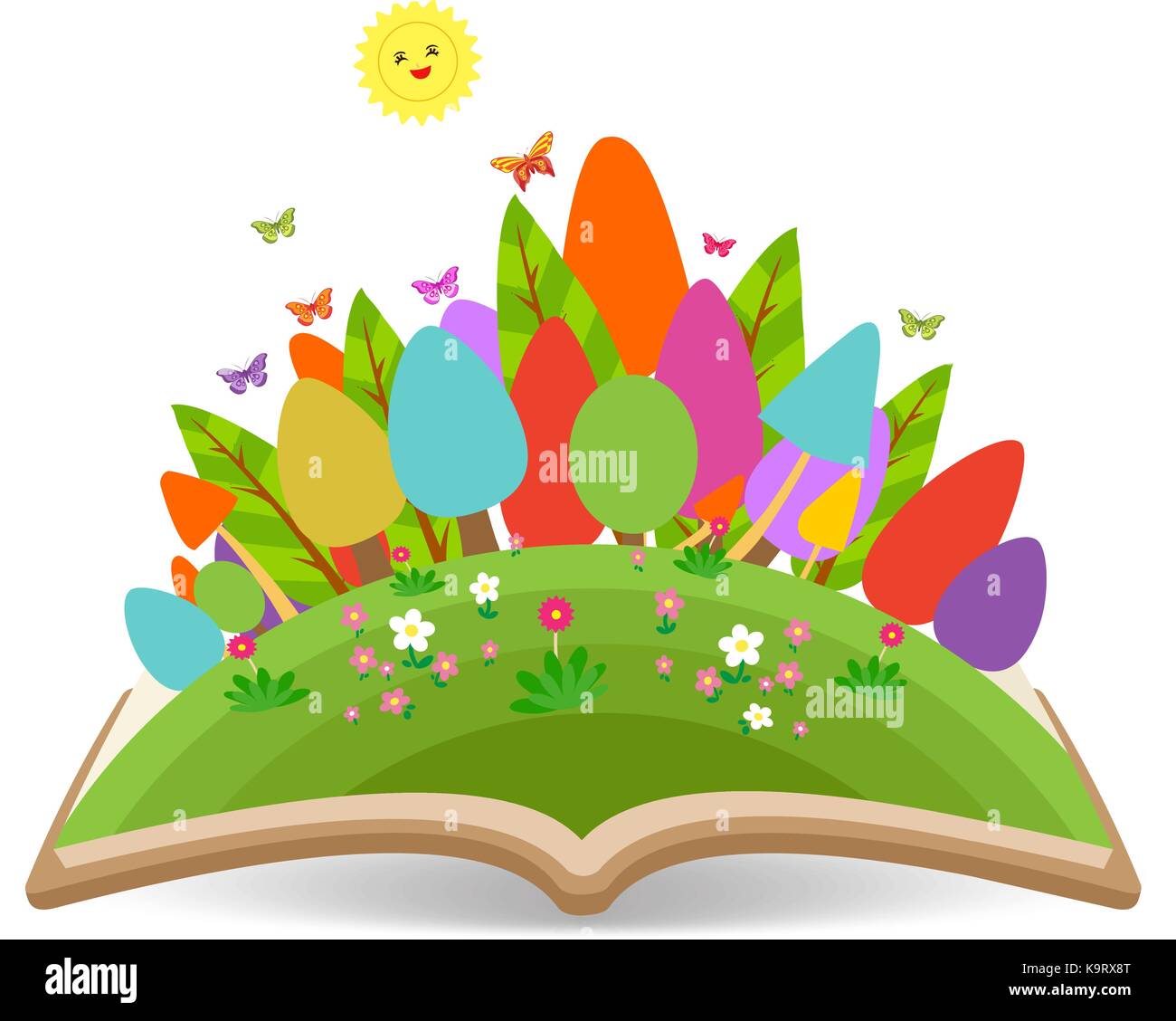 Open book summer grass Stock Vector Images - Alamy