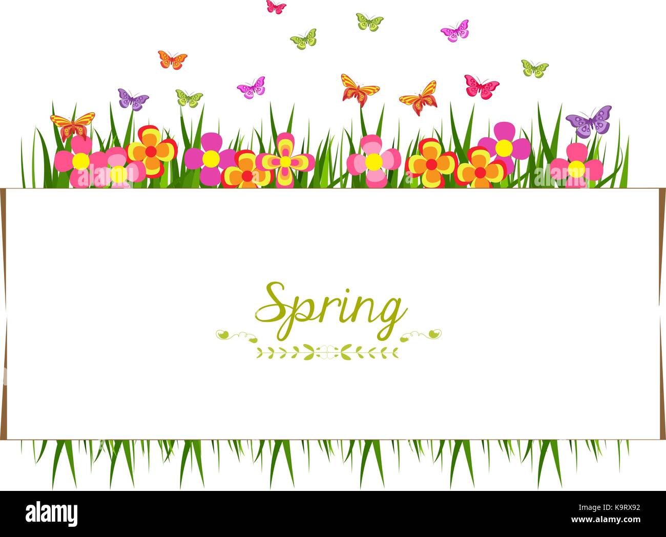 spring with grass and butterfly banner Stock Vector Image & Art - Alamy