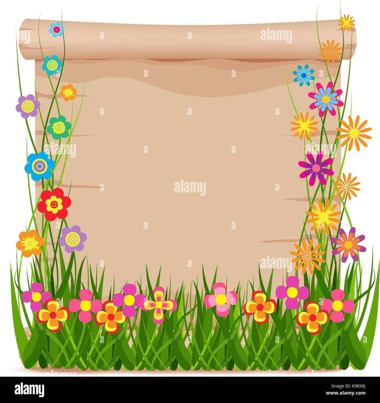 Concept grass of spring with blank paper Stock Vector Image & Art - Alamy