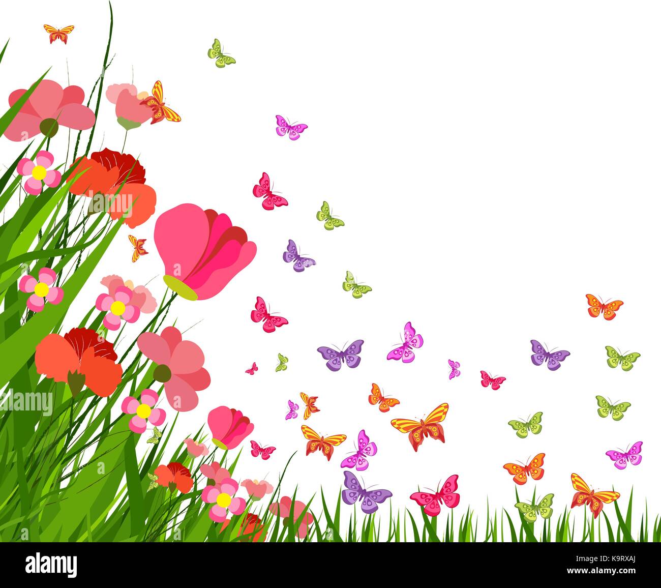 spring flower and butterfly Stock Vector Image & Art - Alamy