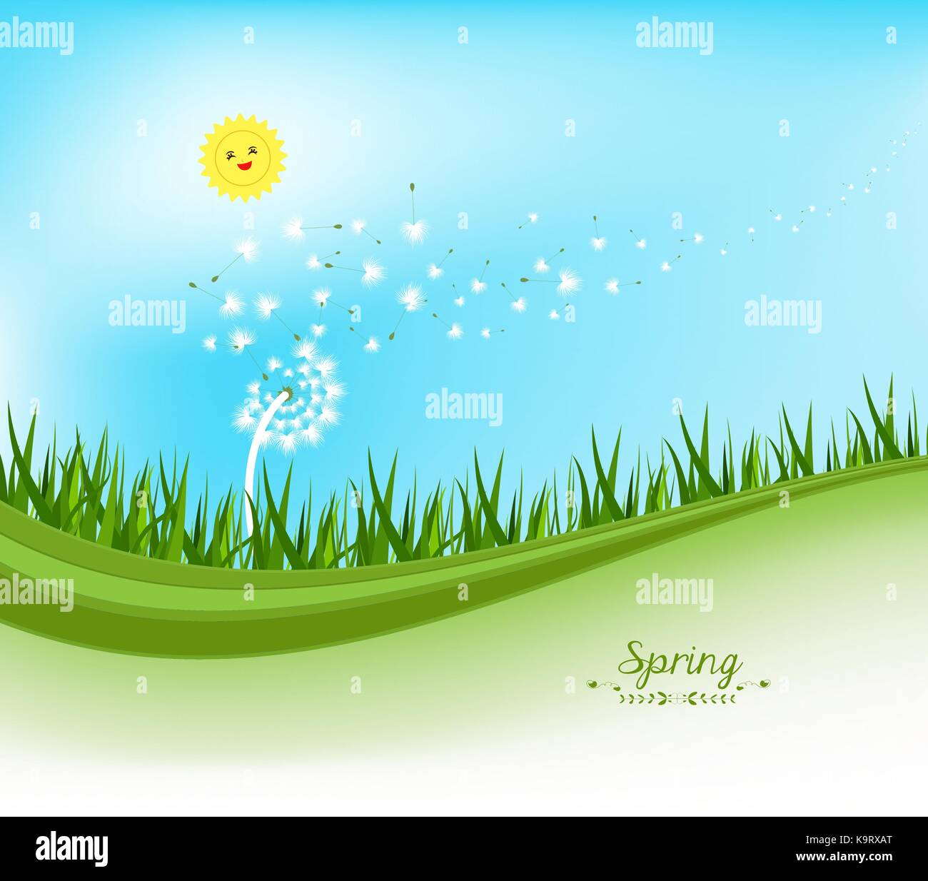 spring banners with dandelion and blue sky Stock Vector Image & Art - Alamy