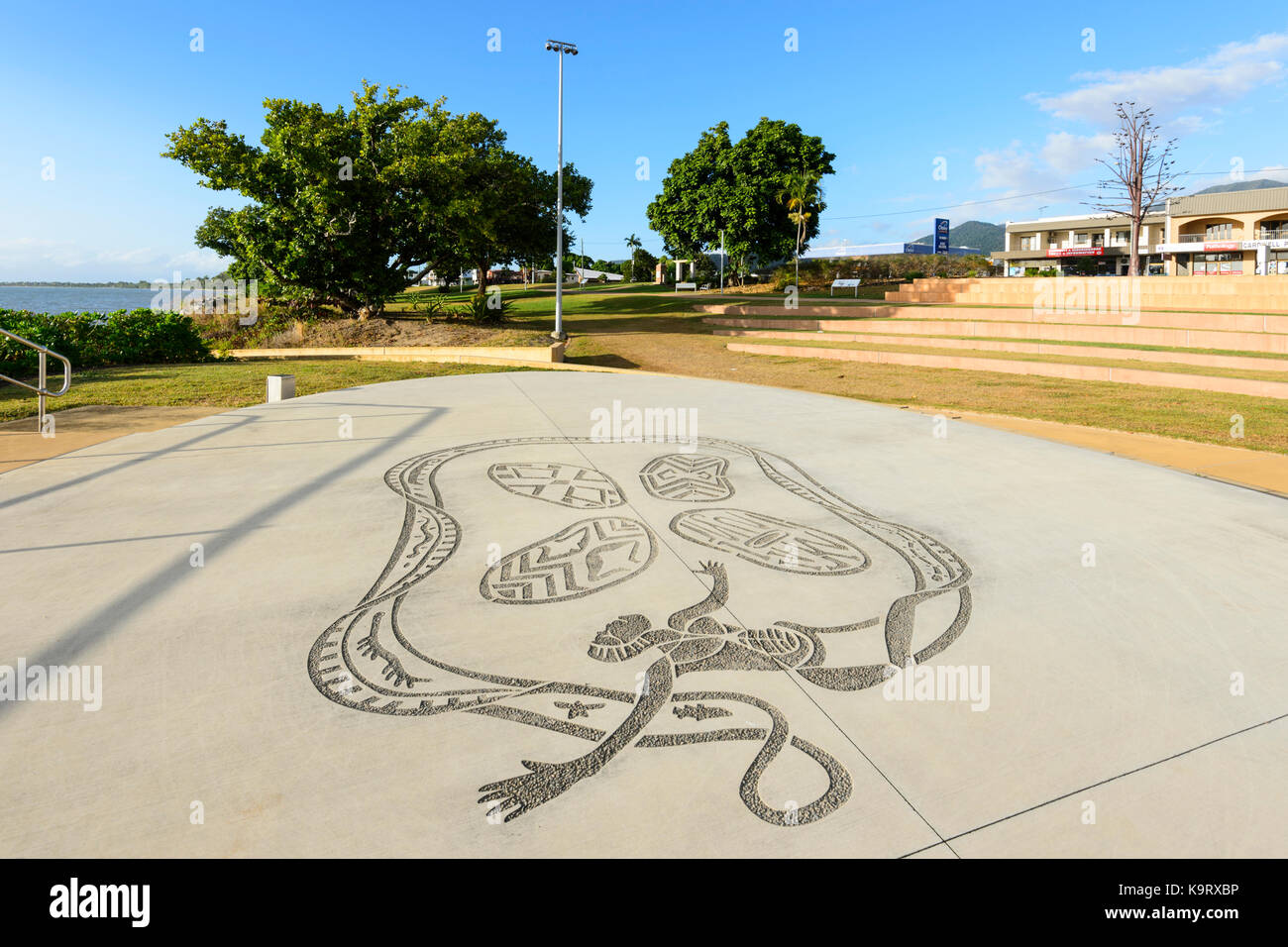 Decorated Pavement at Cardwell waterfront, Far North Queensland, FNQ ...