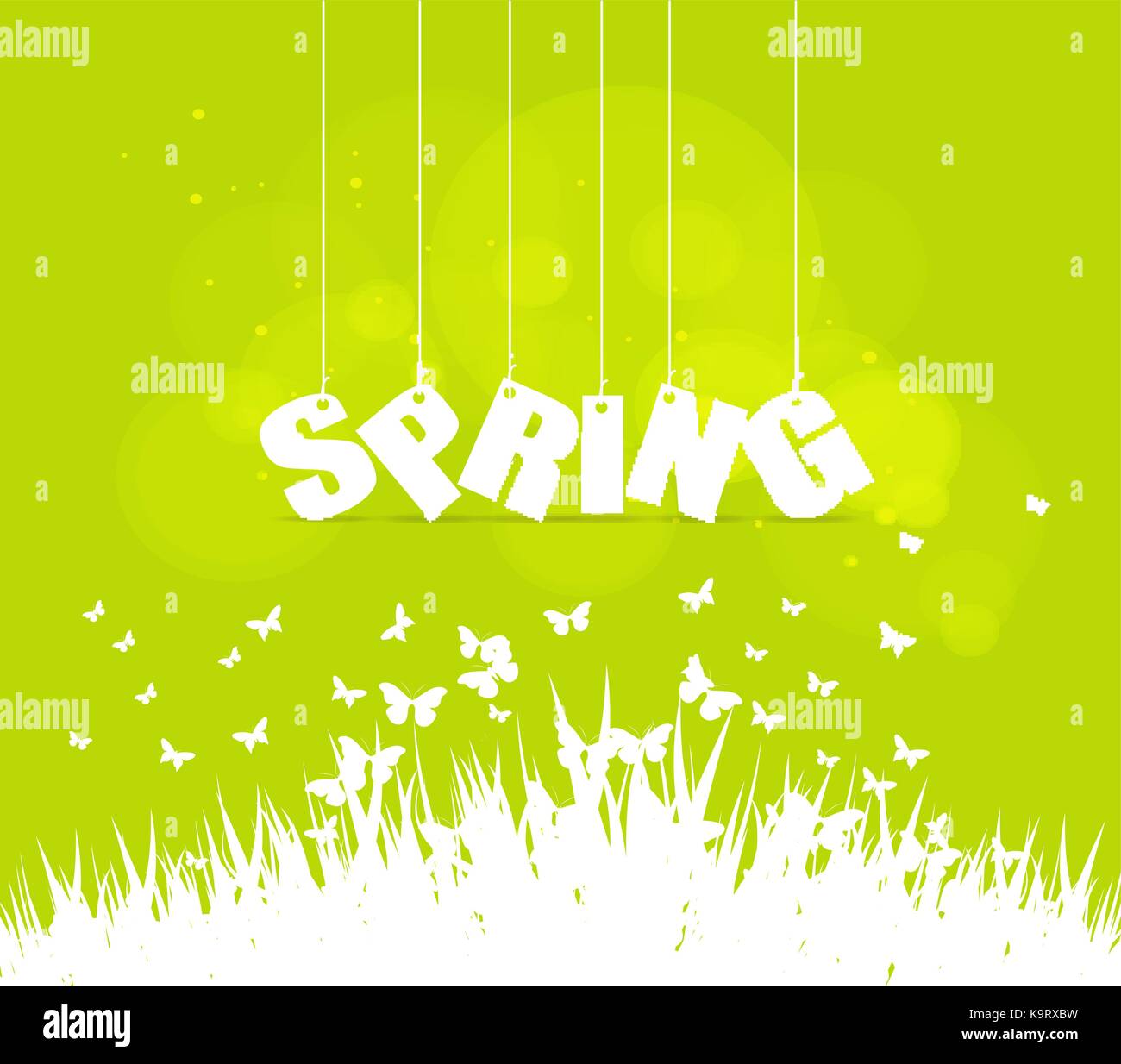 Spring word hanging on a strings Stock Vector Image & Art - Alamy