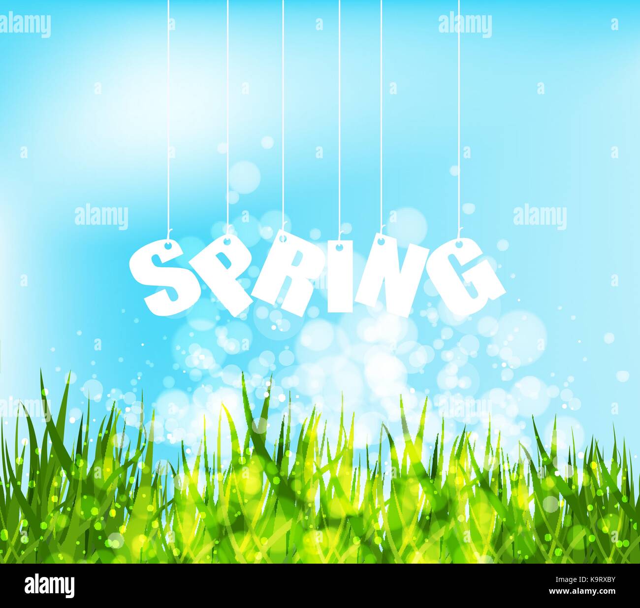 Spring word hanging on a strings background Stock Vector Image & Art ...