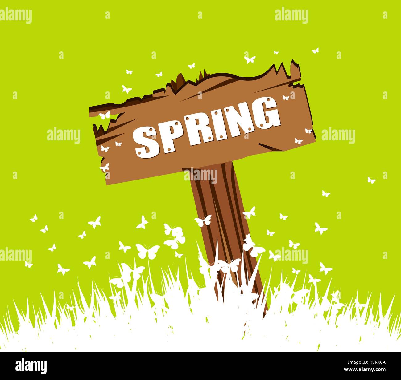 Spring concept with wood sign post Stock Vector Image & Art - Alamy
