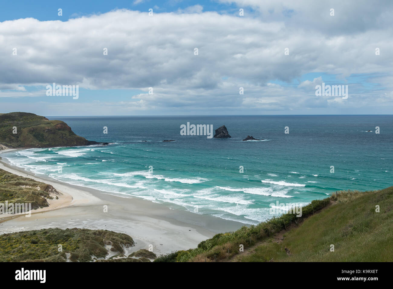 Ocean view over Sandfly Bay, Dunedin, New Zealand's South Island Stock ...