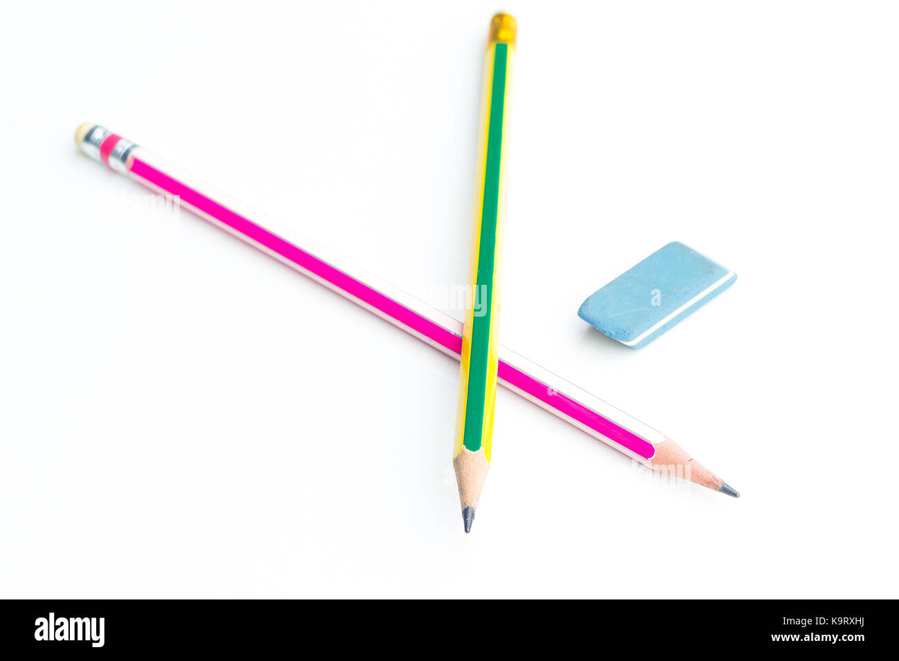 pencil and rubber isolated on white background Stock Photo - Alamy