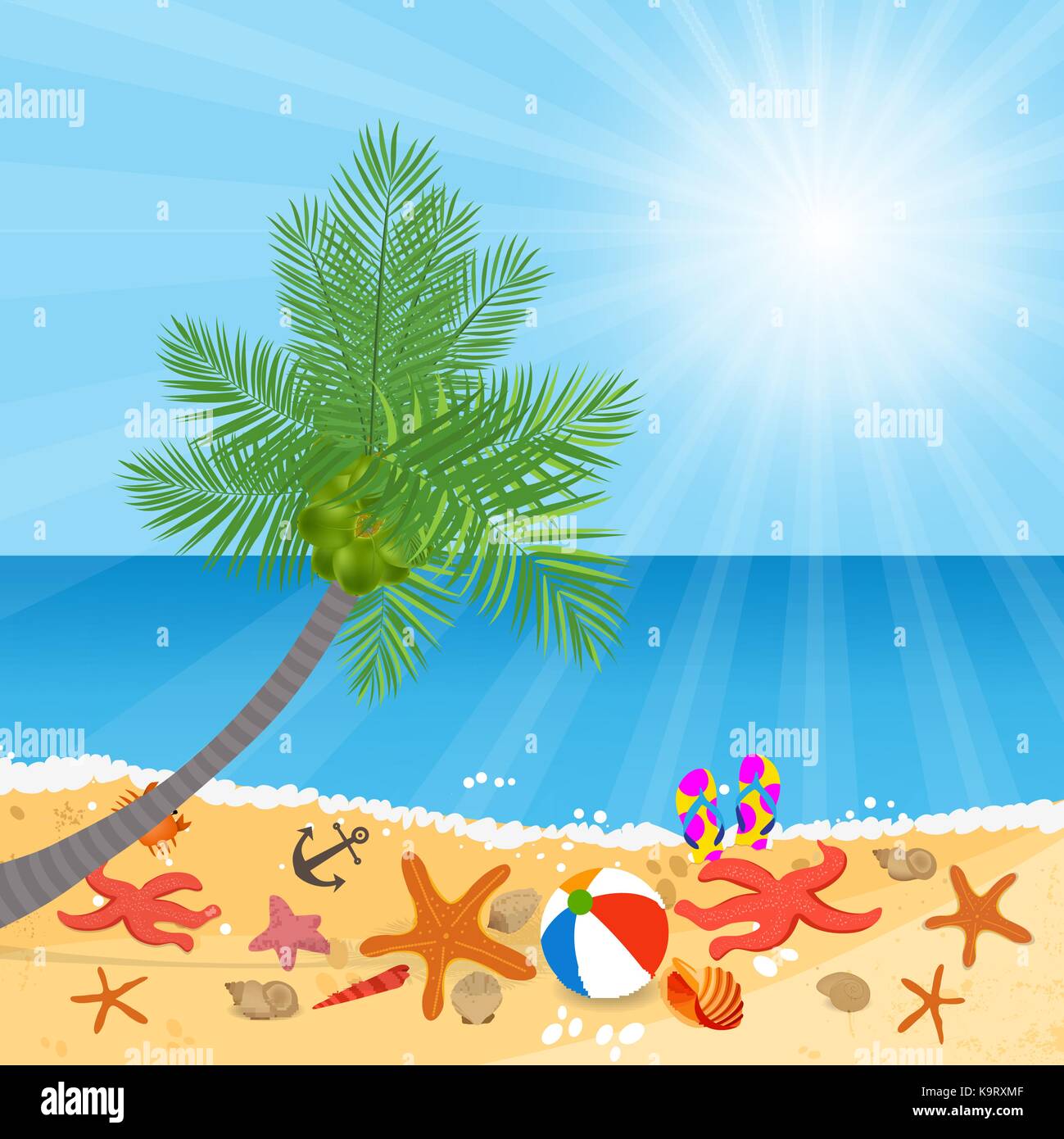 Coconut trees on beach island Stock Vector Images - Alamy