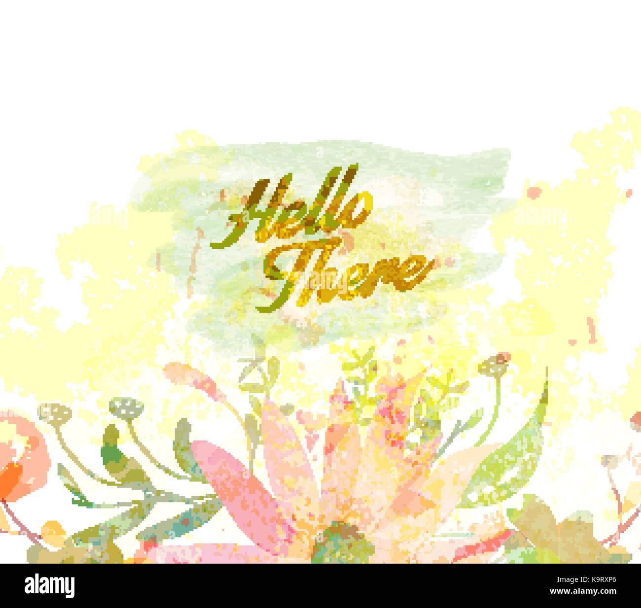 hello there. greeting retro watercolor Stock Vector Image & Art - Alamy