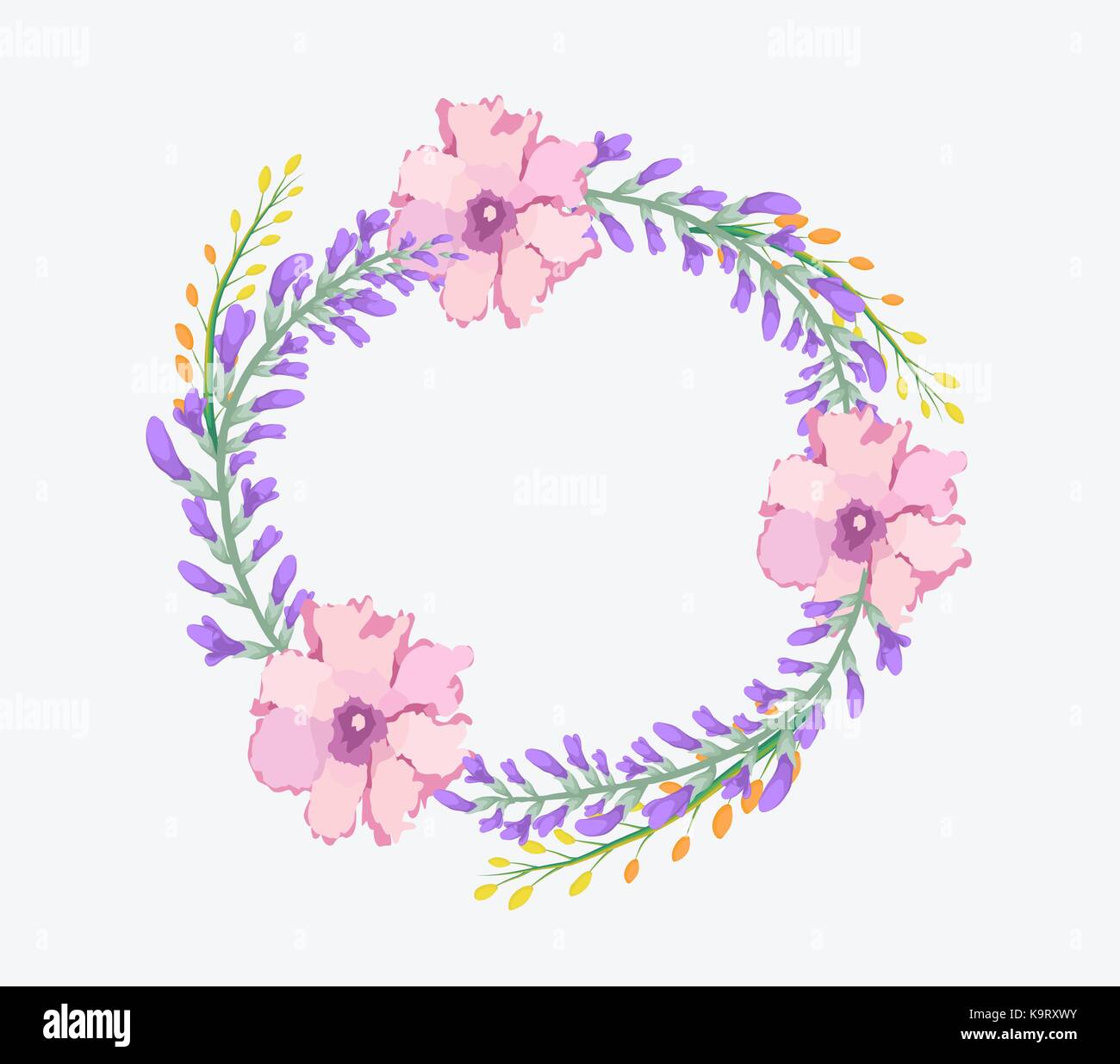 Watercolor flowers pastel purple Stock Vector Images - Alamy