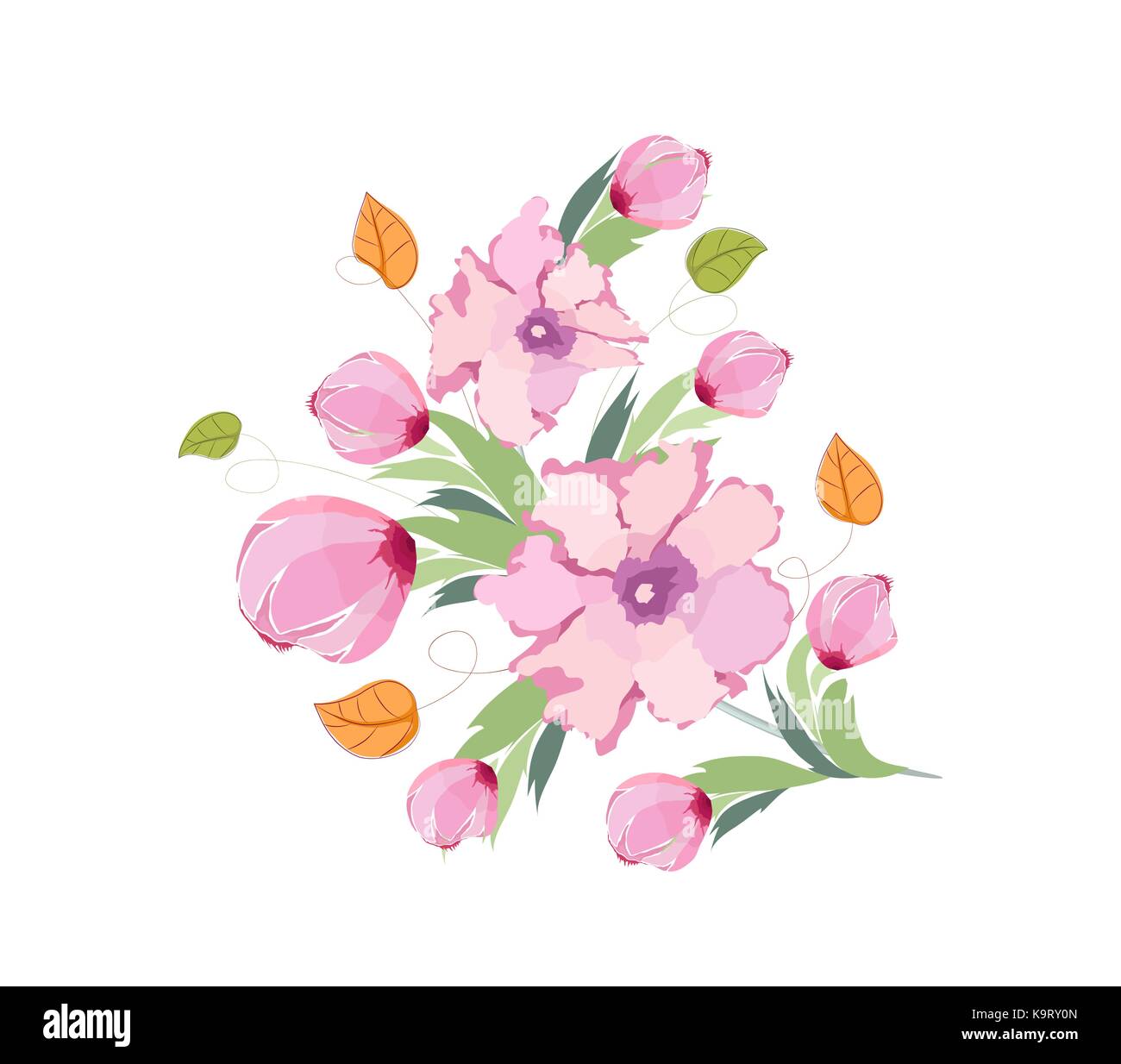 Peonies pink and red Stock Vector Images - Alamy