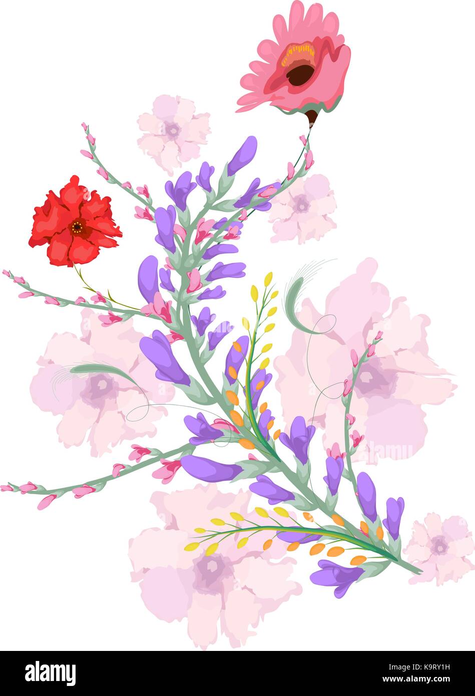 watercolor illustration flowers in simple background Stock Vector Image ...