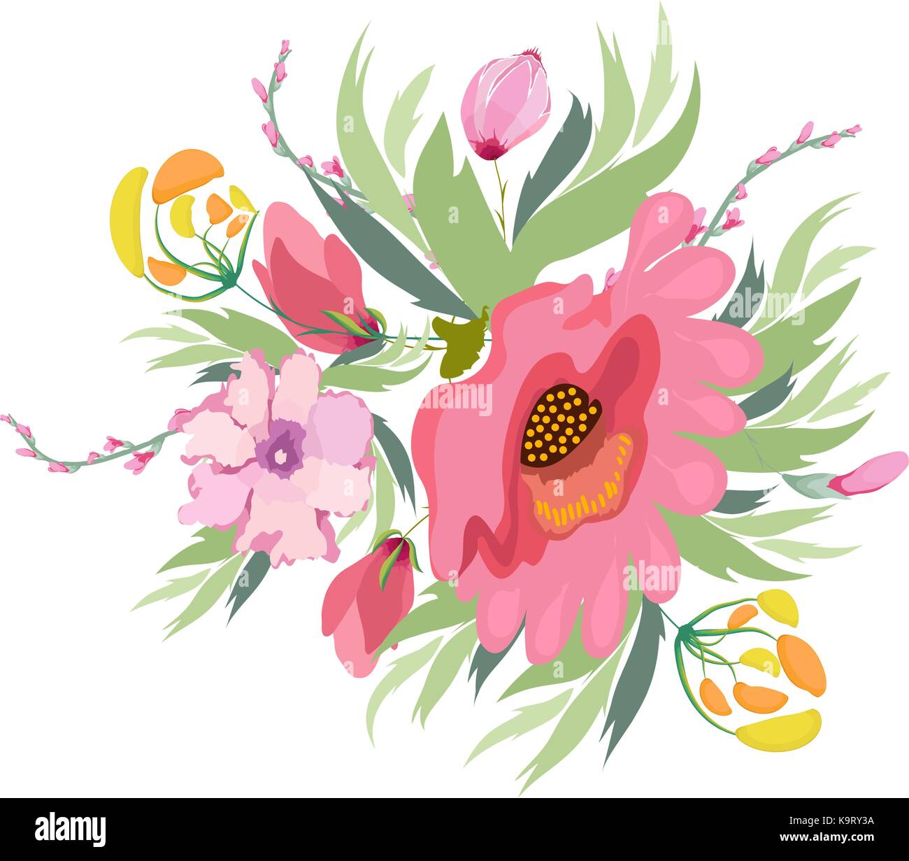 Watercolor flowers pastel purple Stock Vector Images - Alamy