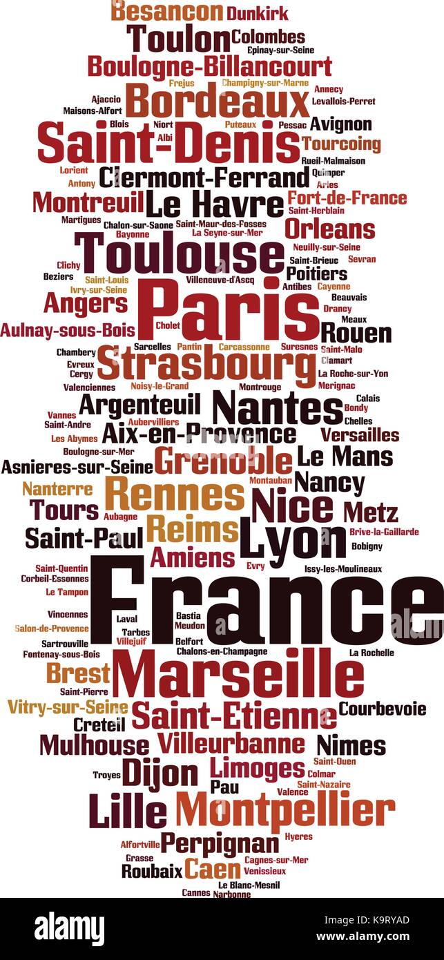 Cities in France word cloud concept. Vector illustration Stock Vector ...