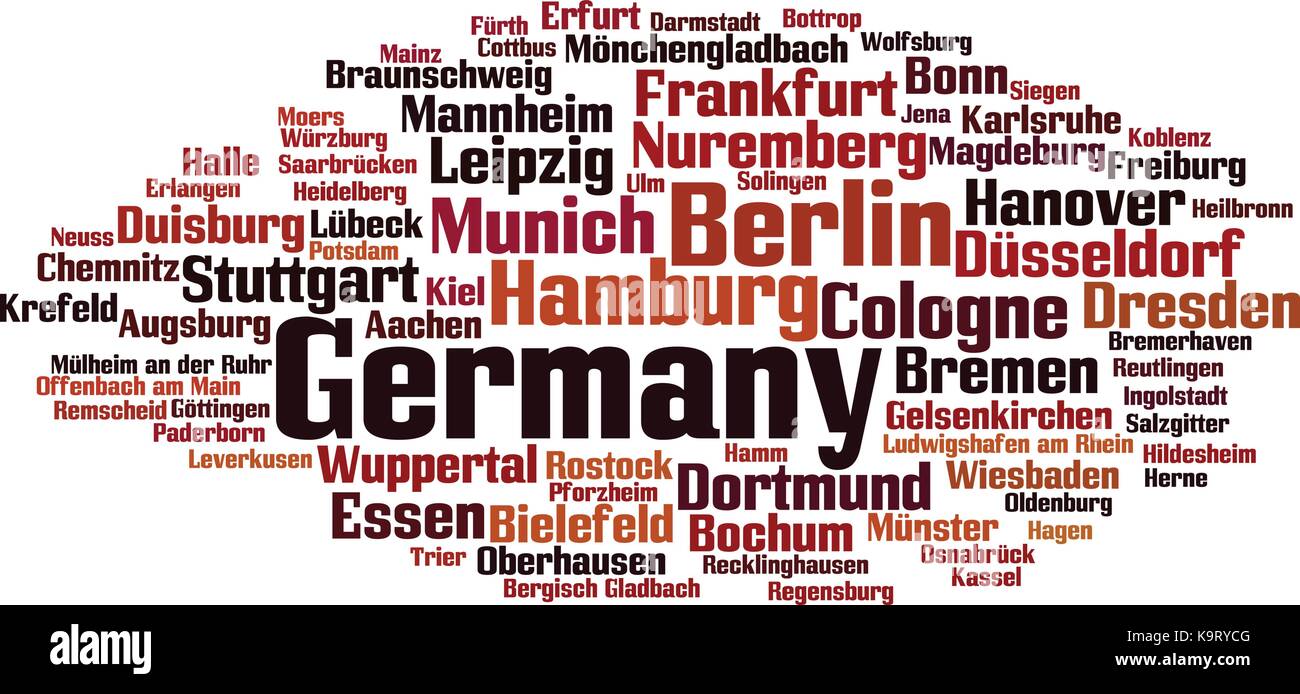 Cities in Germany word cloud concept. Vector illustration Stock Vector ...