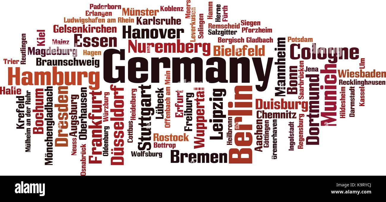 Cities in Germany word cloud concept. Vector illustration Stock Vector ...