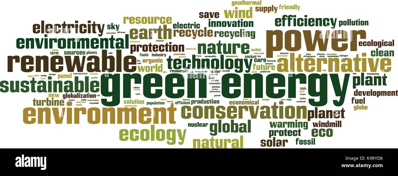 Green energy word cloud concept. Vector illustration Stock Vector Image ...
