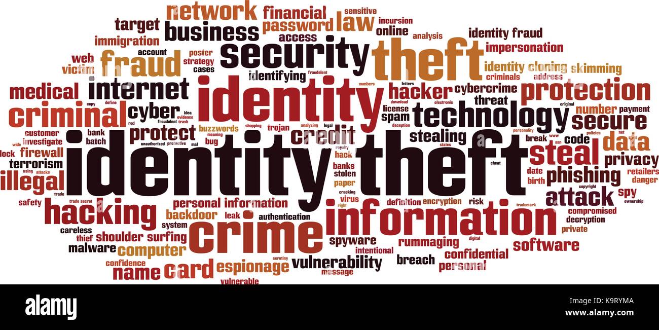 Identity theft word cloud concept. Vector illustration Stock Vector ...