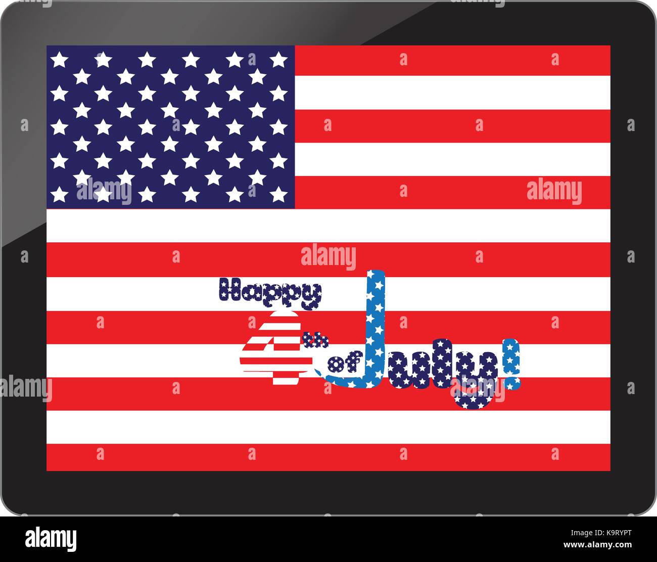 Happy 4th of July with greeting card in tablet Stock Vector Image & Art ...