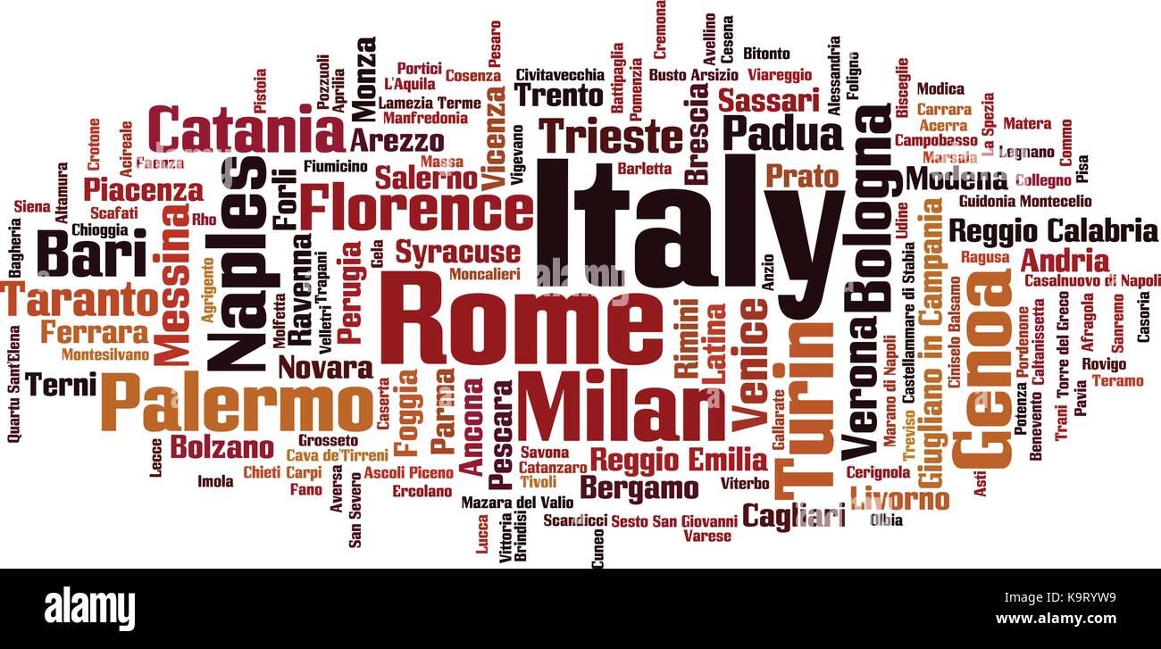 Cities in Italy word cloud concept. Vector illustration Stock Vector ...