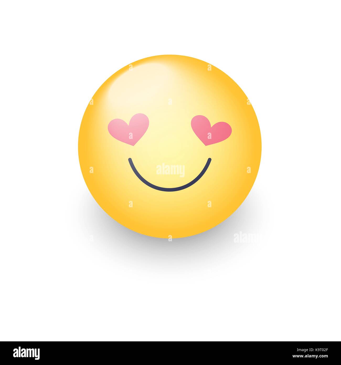 Happy loving emoticon face with eyes in the form of hearts. Cartoon ...