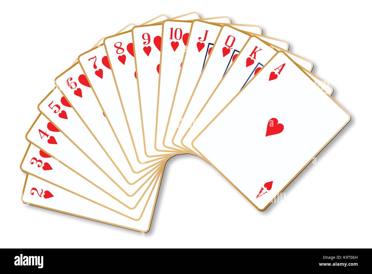 The playing card in the suit of Hearts on a white background Stock ...
