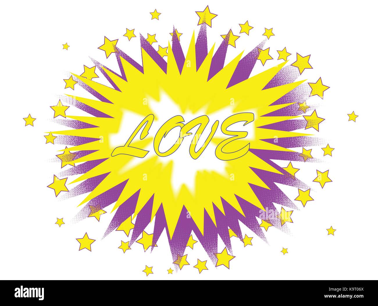 A cartoon style love explosive motif over a white background Stock ...