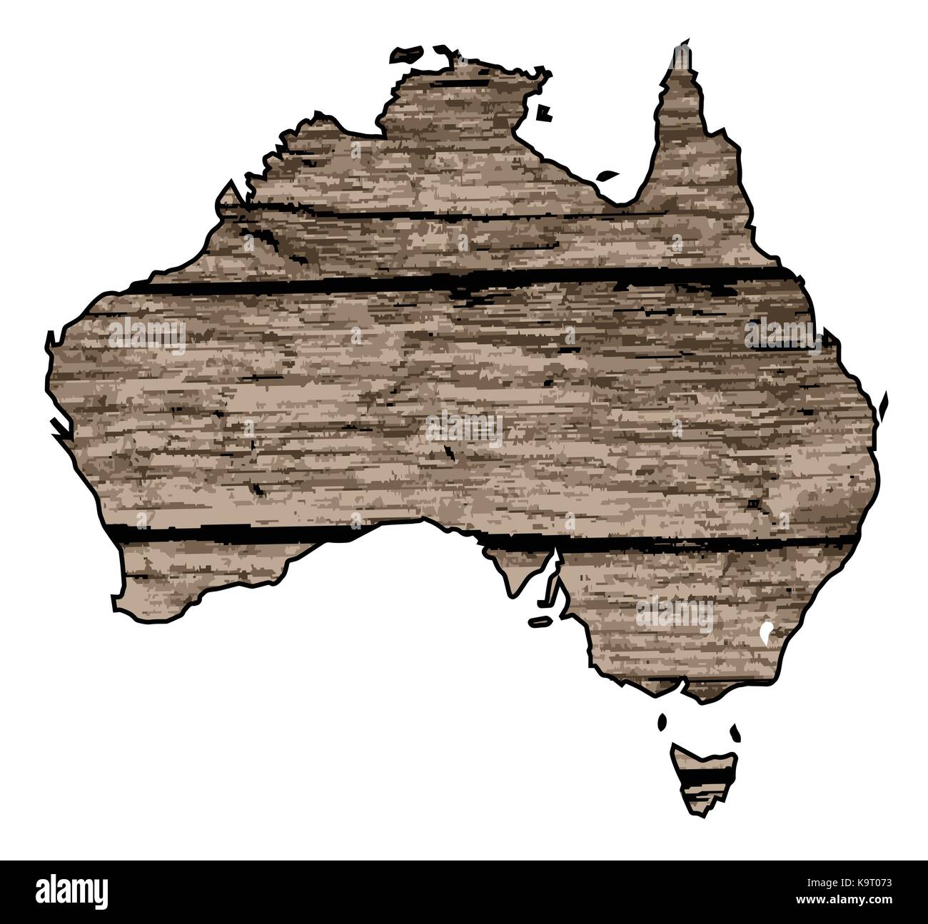 A map of Australia in driftwood over a white background Stock Vector ...