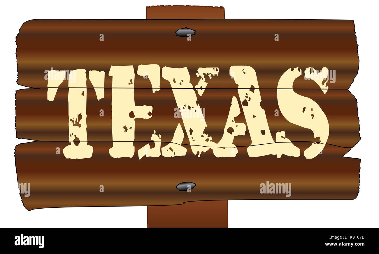 A wooden sign with the words Texas isolated over a white background ...