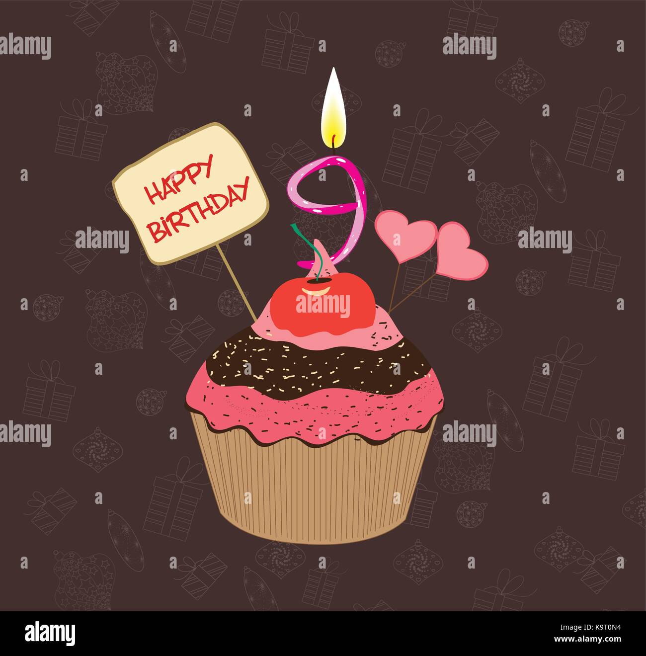 Chocolate cupcake candle number Stock Vector Images - Alamy