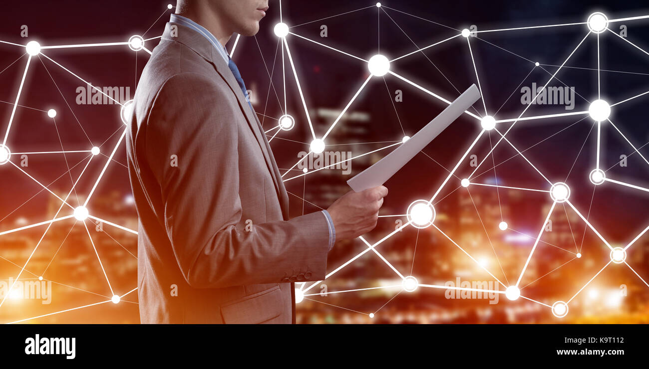 Concept of modern business networking that connect and cooperate people ...